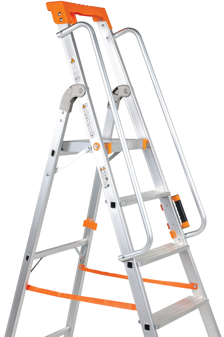 Profesionálne hliníkové schodíky s madlami Manutan Expert - Manutan.sk
